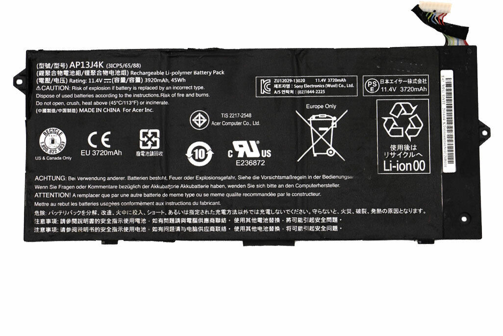 Acer Battery Pack for Chromebook C720 C740 C771 C771T AP13J4K AP13J3K ...